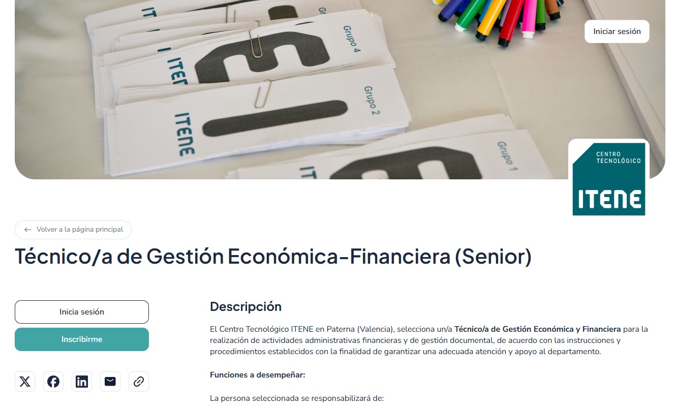 Técnico/a de Gestión Económico-Financiera para ITENE - Colegio de ...
